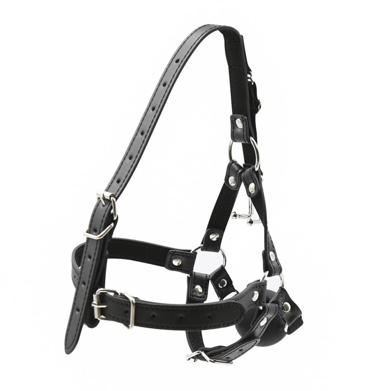 SM VIP - Head Harness with Silicone Breather Ball Gag and Nose Hook ...
